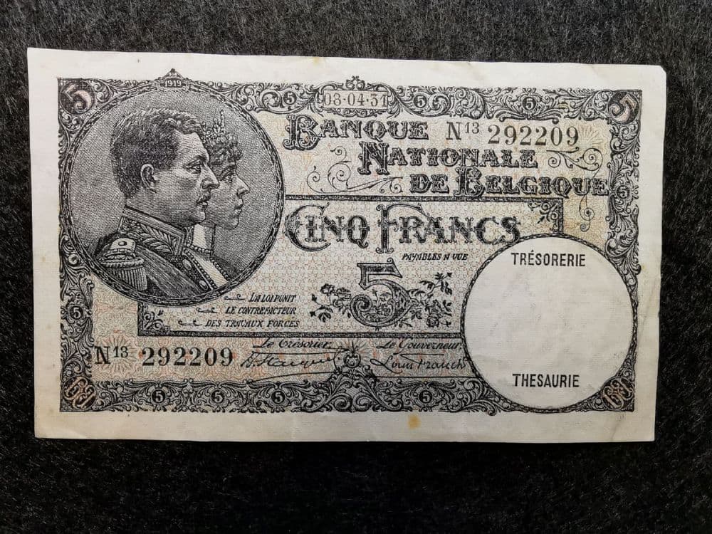 Belgium 5 Francs 1931 F BKN1070