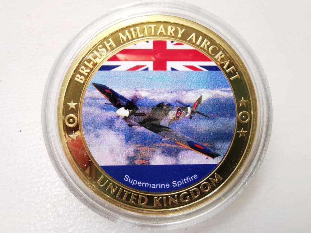 British Military Aircraft Spitfire Gold Plated Medal No COA OS213