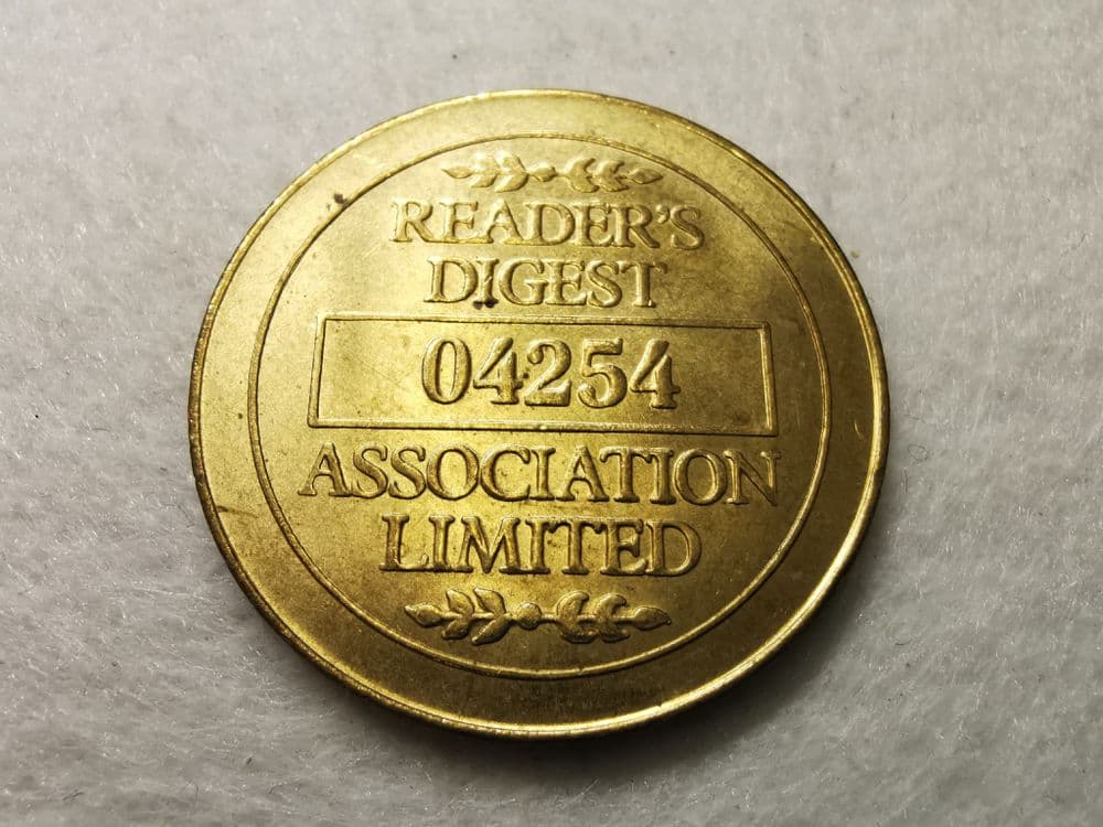 British Readers Digest Prize Token VF CS4638
