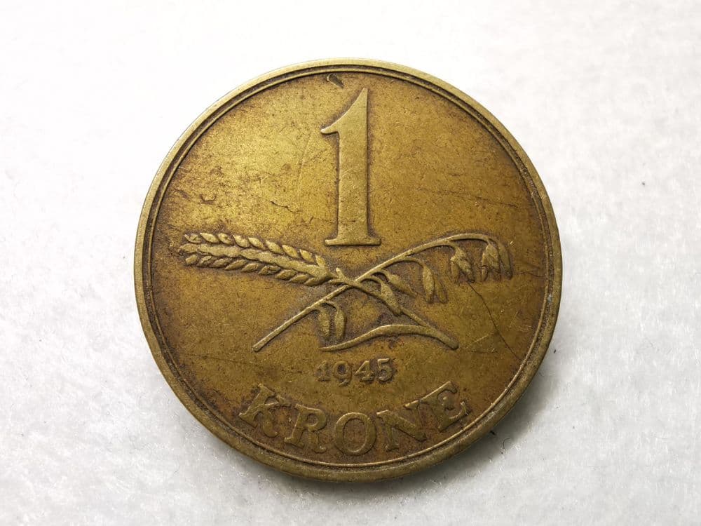 Denmark One Krone 1945 F CS6671