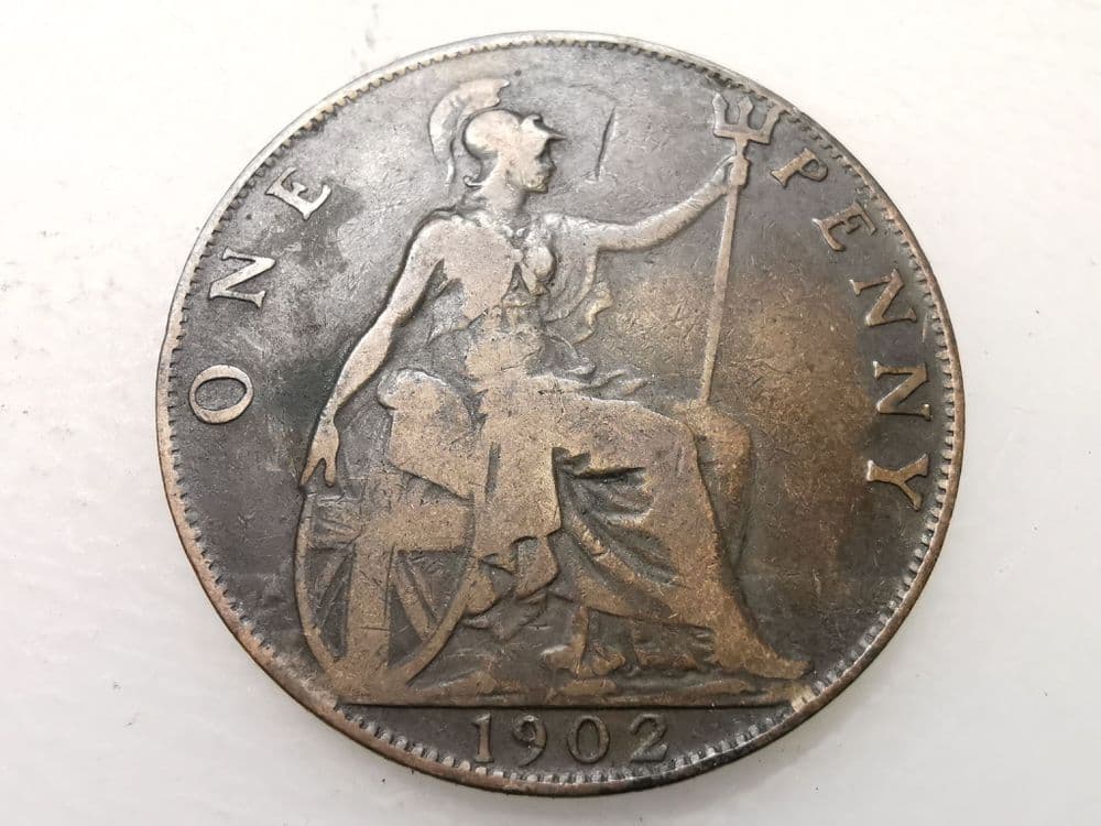 Edward VII One Penny 1902 Normal Tide AF CS1611