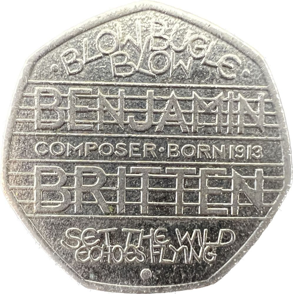 GB 50p 2013 Benjamin Britten Circulated Choose Quantity