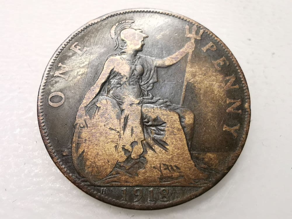 George V One Penny 1918 H Fair CS1068