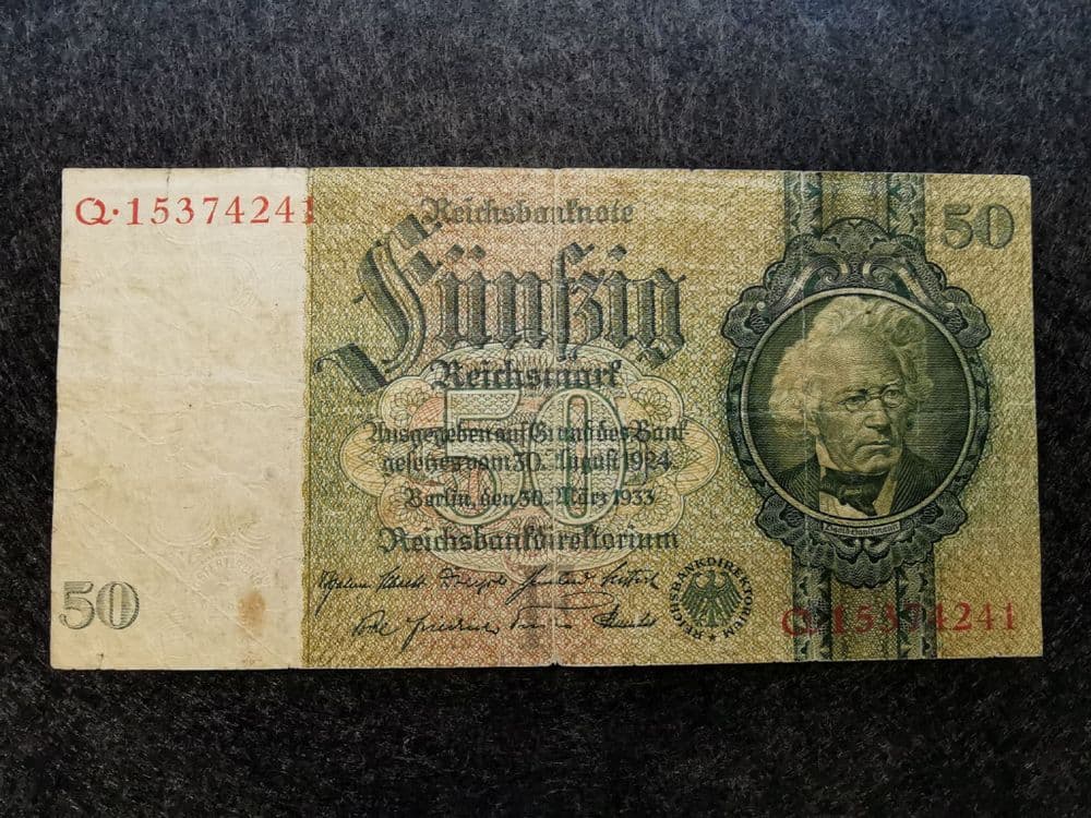 Germany 50 Reichsmark 1933 With Underprint G BKN808