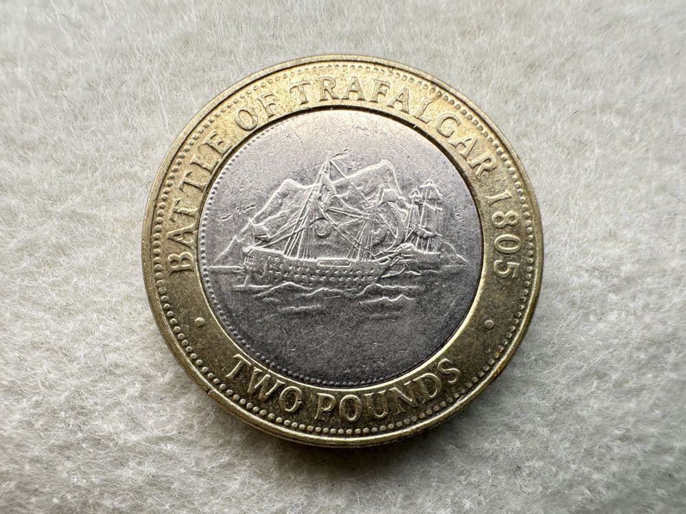 Gibraltar Two Pounds 2010 Battle of Trafalgar VF CS11425