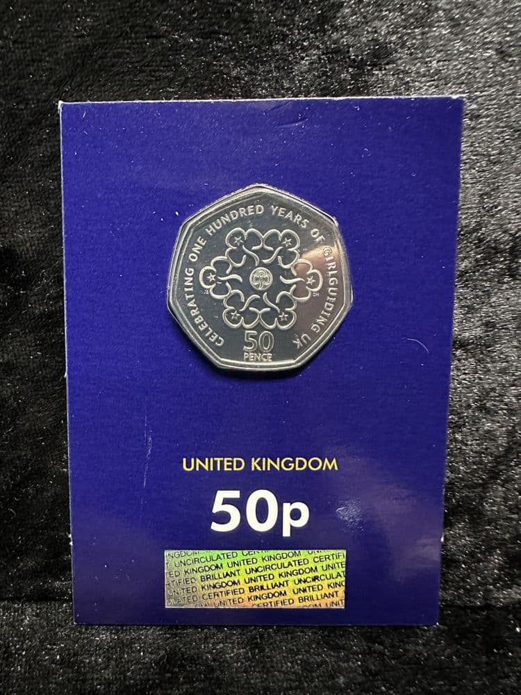 Great Britain 2019 Girlguiding 50p Coin Unc in Card CK236