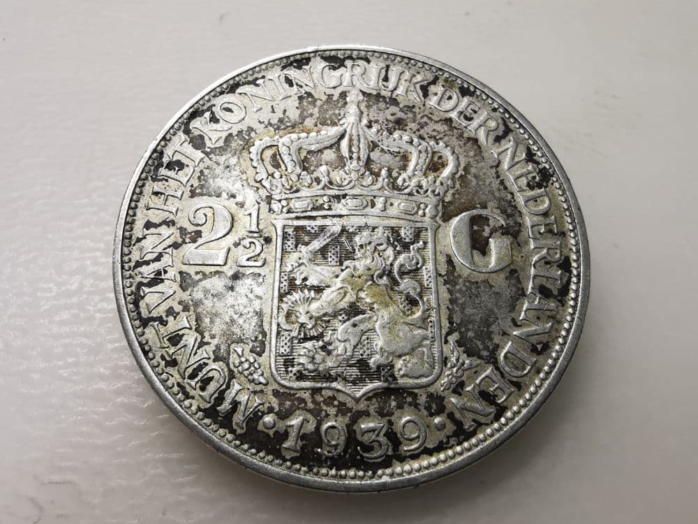 Netherlands Silver 720 2-1/2 Gulden 1939 VF CS4728
