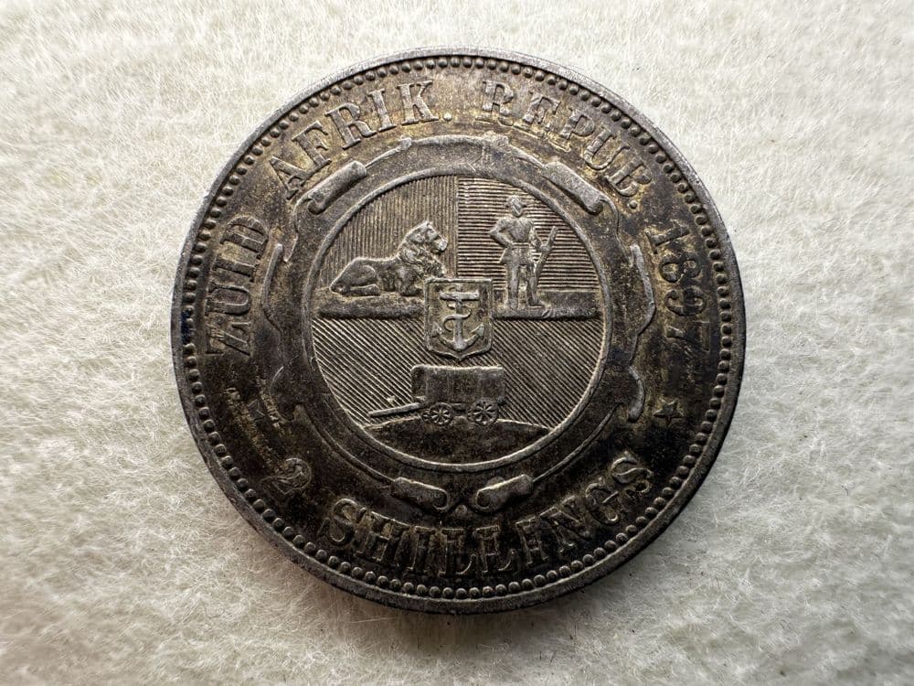 South Africa Silver 925 Two Shillings 1897 Toned VF CS11490