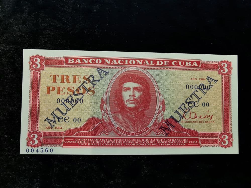 South America 3 Pesos 1984 Specimen Blue MUESTRA Overprint UNC BKN1294