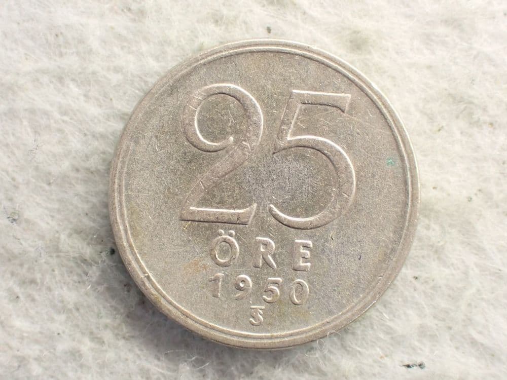 Sweden Silver 400 25 Ore 1950 TS VF CS13415