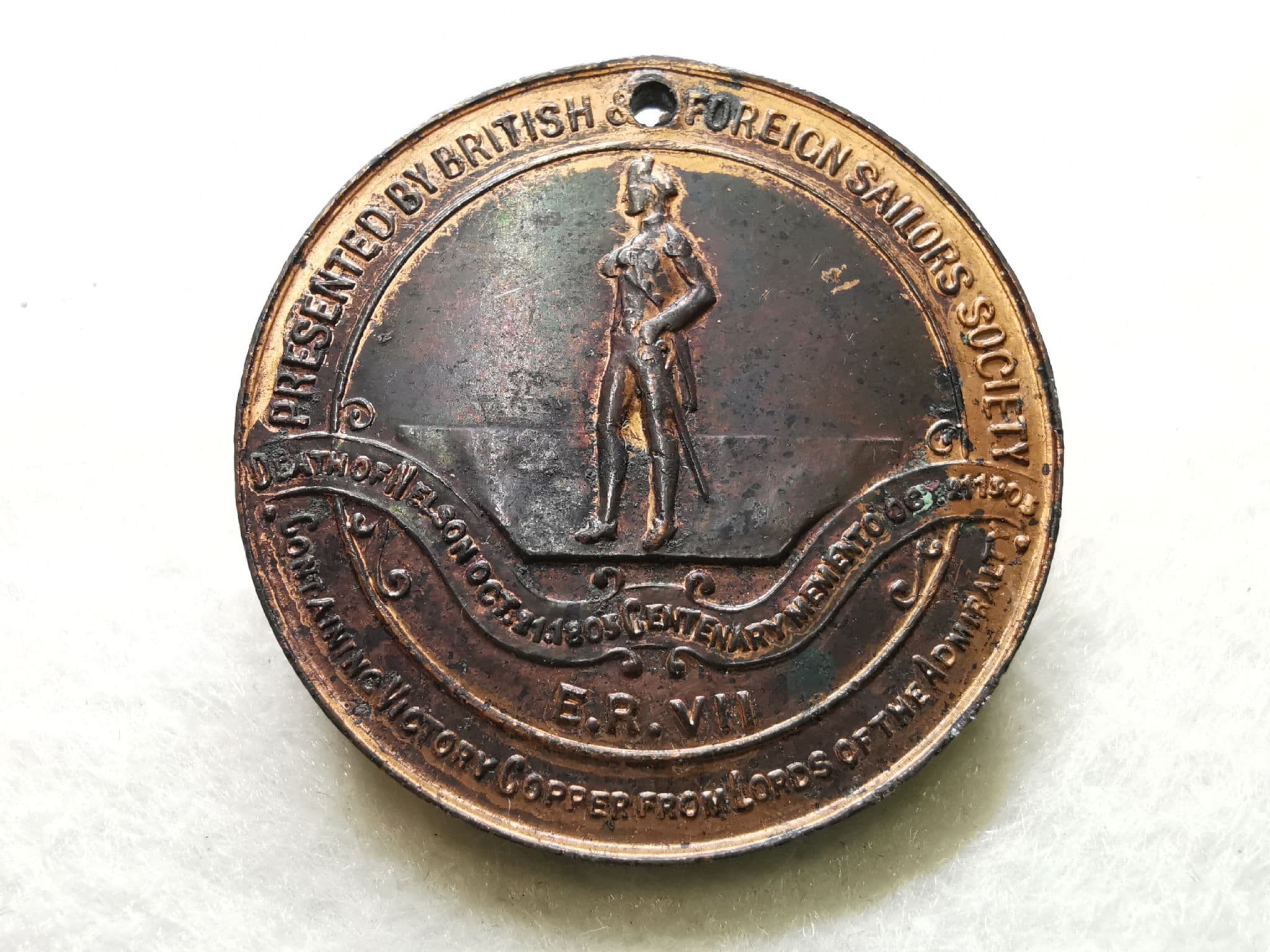 Trafalgar Centenary 1905 Medal Made from Copper from HMS Victory AVF CS9613