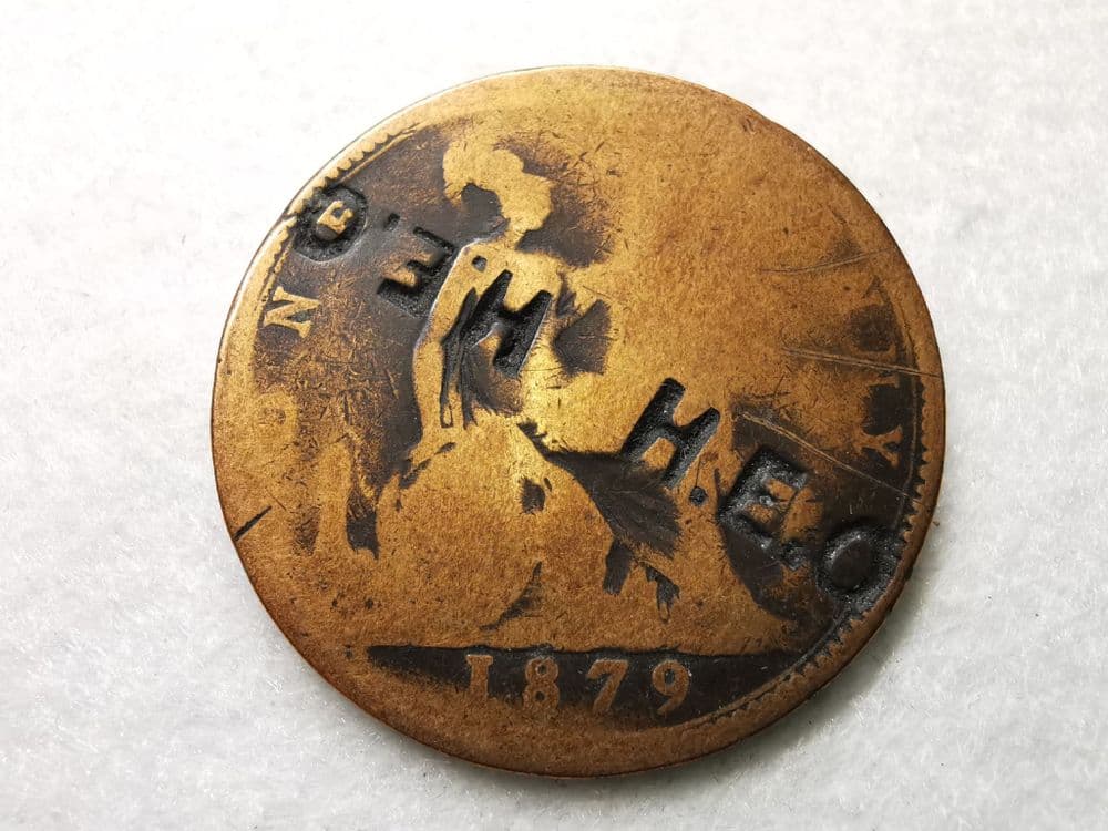 Victoria One Penny 1879 Stamped H E C Poor CS7201