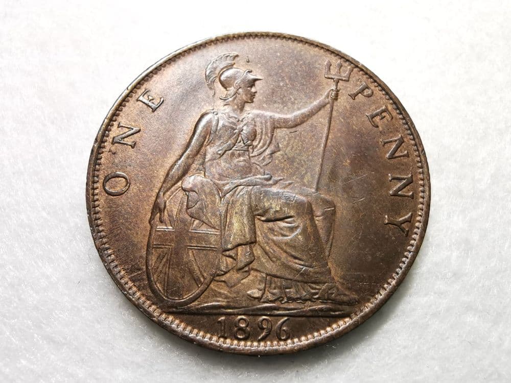 Victoria One Penny 1896 AEF Small Stain CS6114