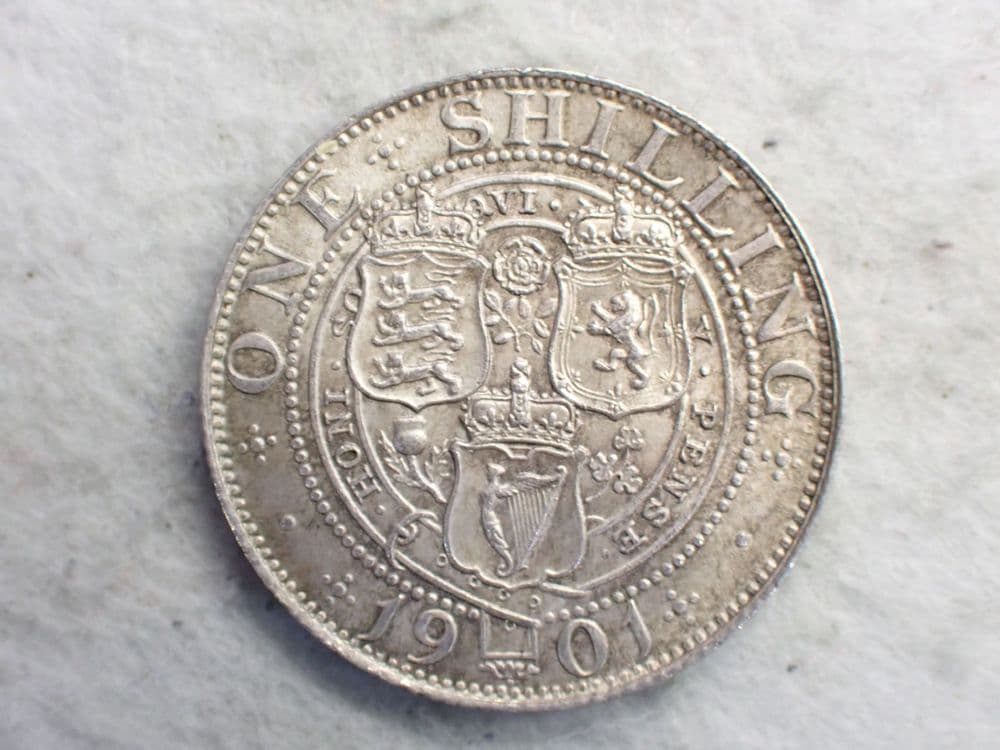 Victoria Silver 925 One Shilling 1901 Cleaned EF CS13453