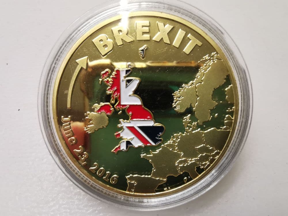 Withdrawal from the EU 2016 Brexit Gold Plated Medal NO COA OS260