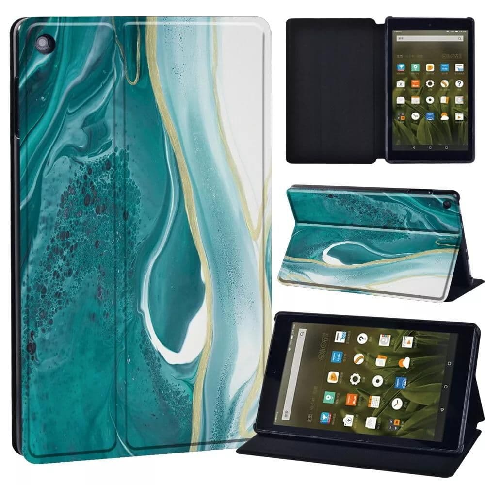 Amazon Fire Tablet Case - Green Stone Flow