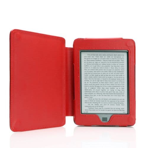 Red GENUINE Leather Case for Kindle Touch