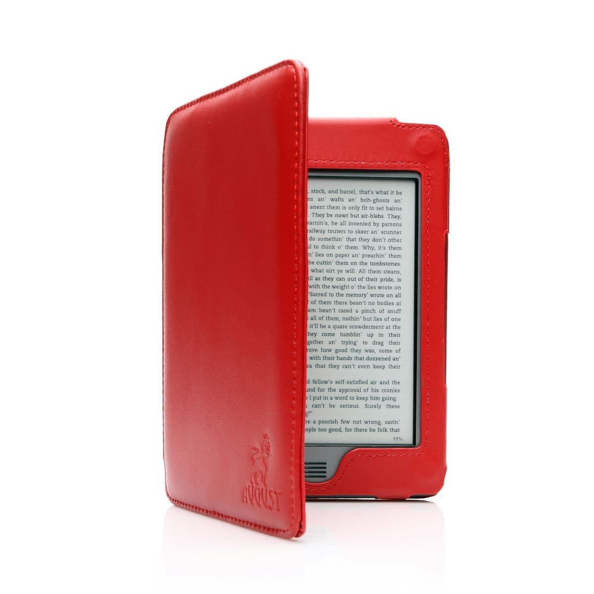 Red GENUINE Leather Case for Kindle Touch