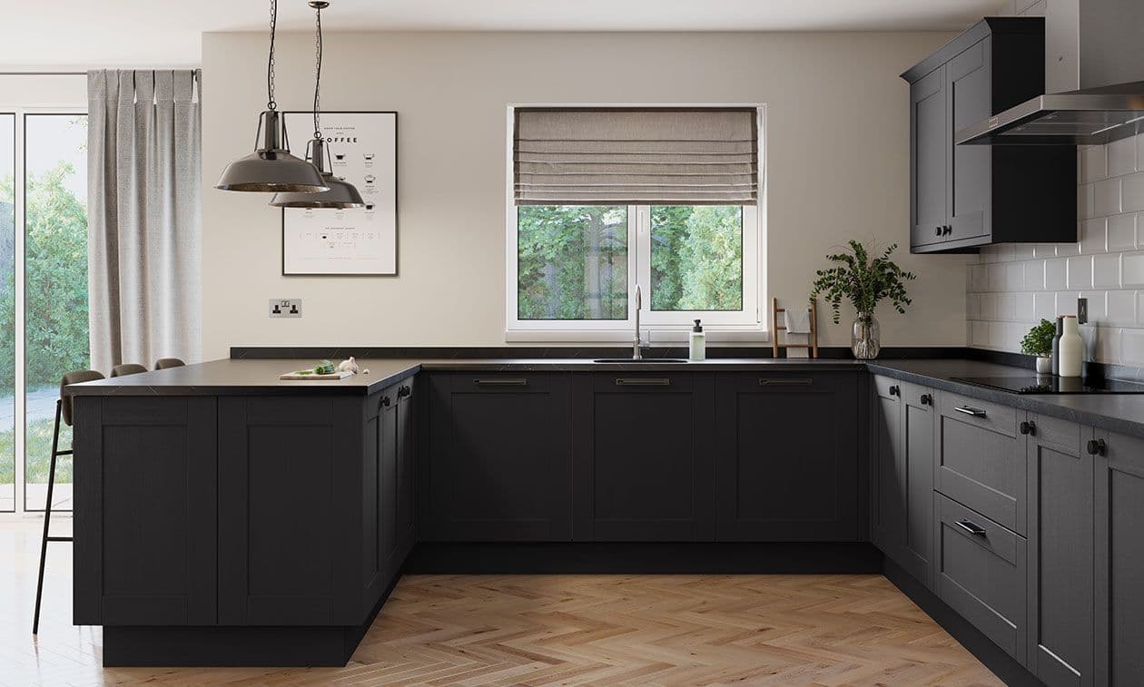 Belsay Graphite 900mm Corner Wall Unit 2 Door 300mm RH Blank 720mm High