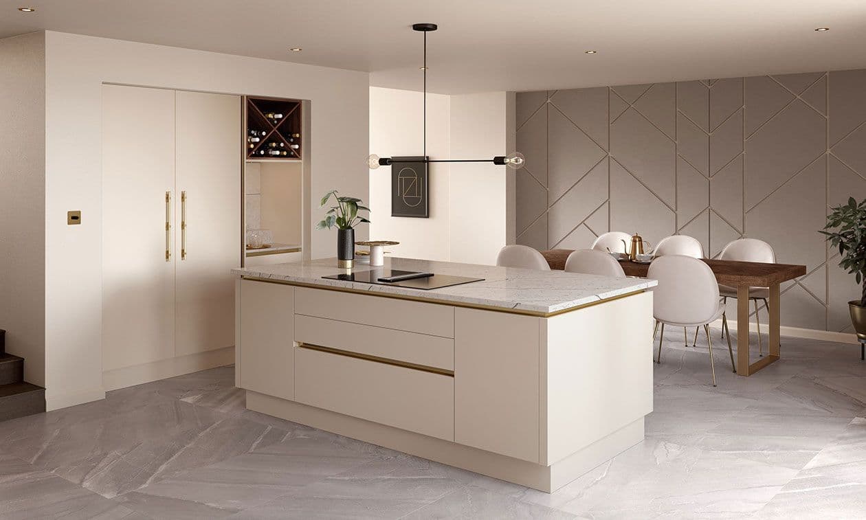 True Handleless Matt Cashmere 600mm Larder Fridge Freezer Housing ...