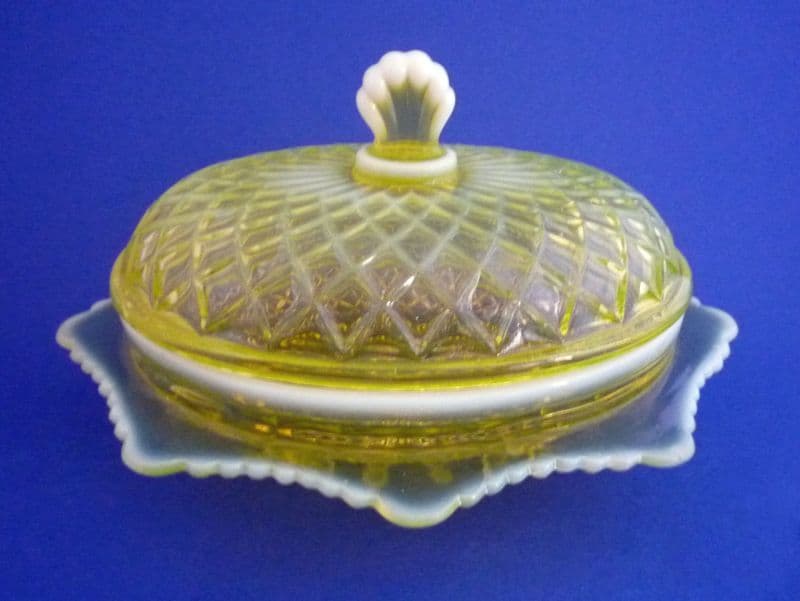 Sold Rare Davidson s Yellow Pearline Glass Quilted Pillow Sham Covered ...