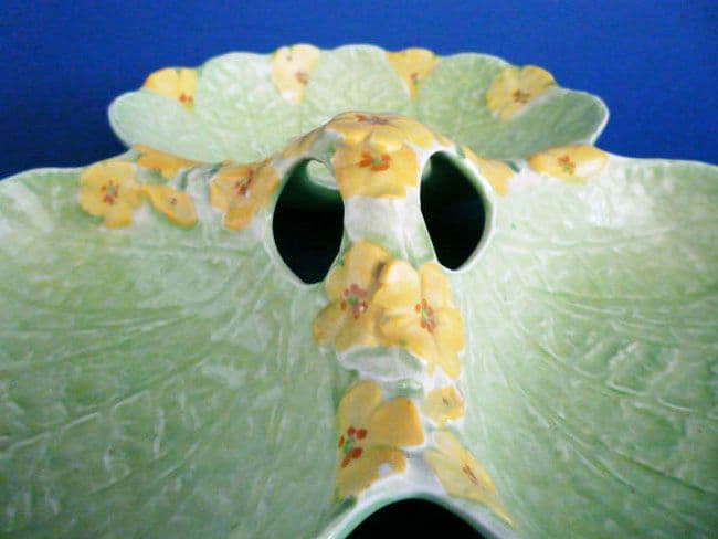 Art Deco Grimwades Rubian Art Pottery Green Primula Trefoil Dish c1935