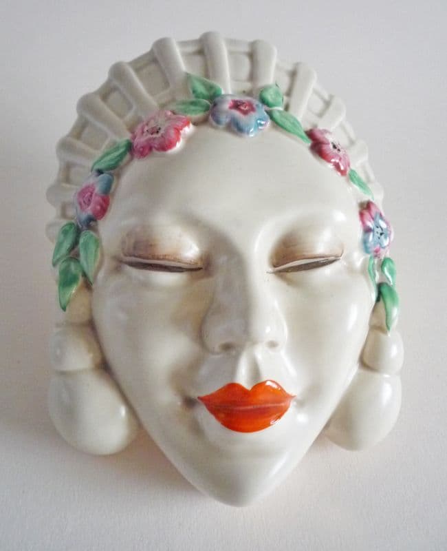 Clarice Cliff Marlene Wall Pocket Face Mask c1936 Sold