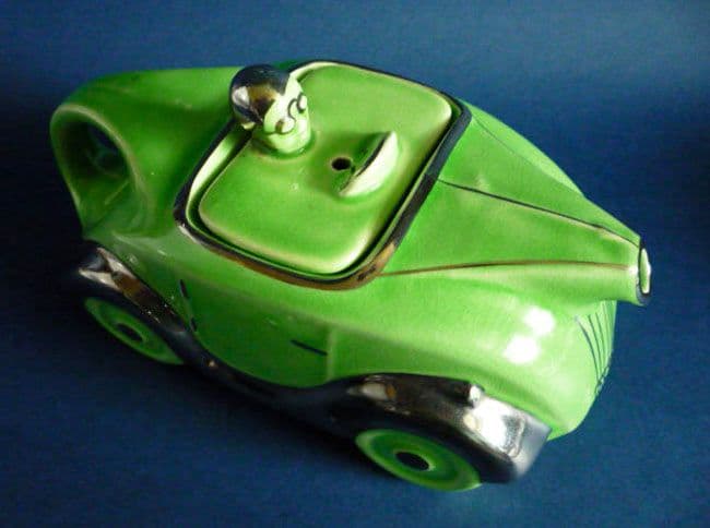 Classic 1930s Art Deco Green Racing Car Teapot by Sadler OKT42 c1937 Sold