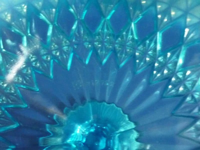 Davidson s Blue Pearline Glass Prince William Pedestal Bowl c1895