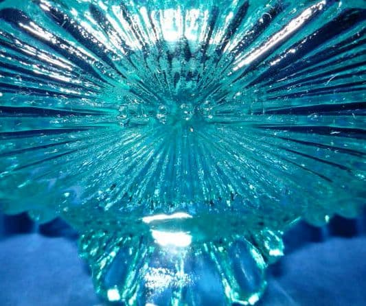 Davidson s Blue Pearline Glass Richelieu Large Flower Basket c1890