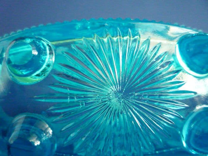 Davidson s Blue Pearline Glass War of the Roses Posy Basket c1895