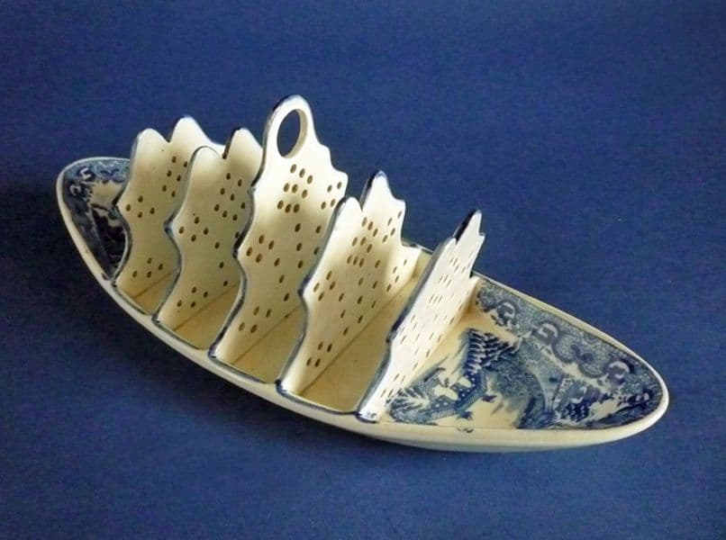 Early Spode Flying Pennant Pearlware Toast Rack c1810