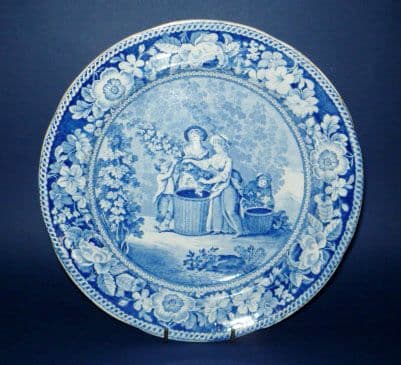 Early Staffordshire Hop Pickers Dinner Plate c1820 Sold
