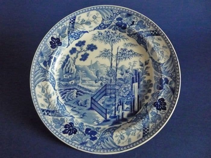 Early Wedgwood Blue Palisade Chinoiserie Pattern Side Plate c1810