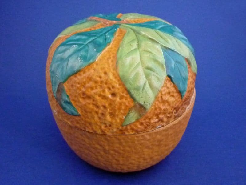 F and R Pratt Orange Shaped Marmalade Pot c1878