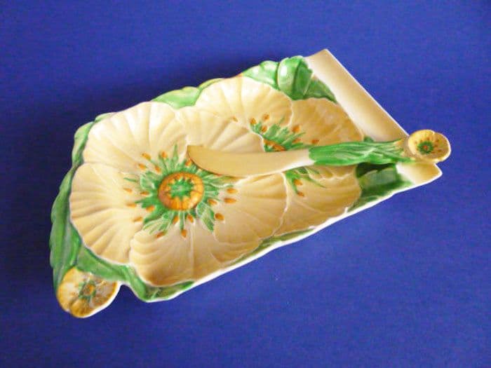 Fine Carlton Ware Yellow Buttercup Cheese Tray with Knife c1939 Sold