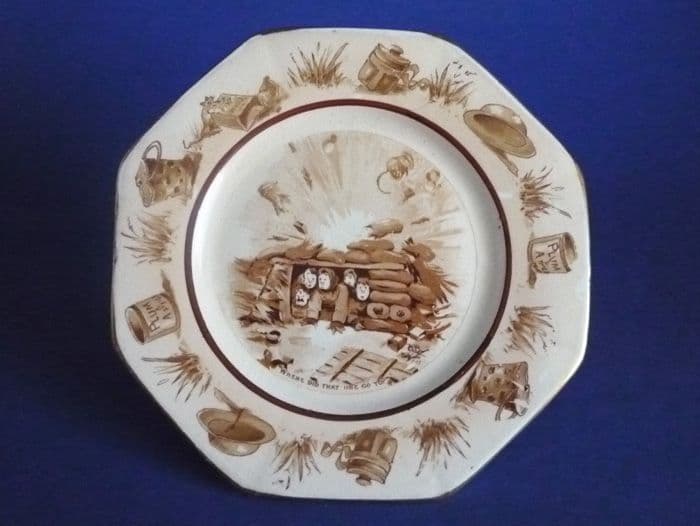 Grimwade s WW1 Bruce Bairnsfather Ware Old Bill Octagonal Plate c1920 Sold
