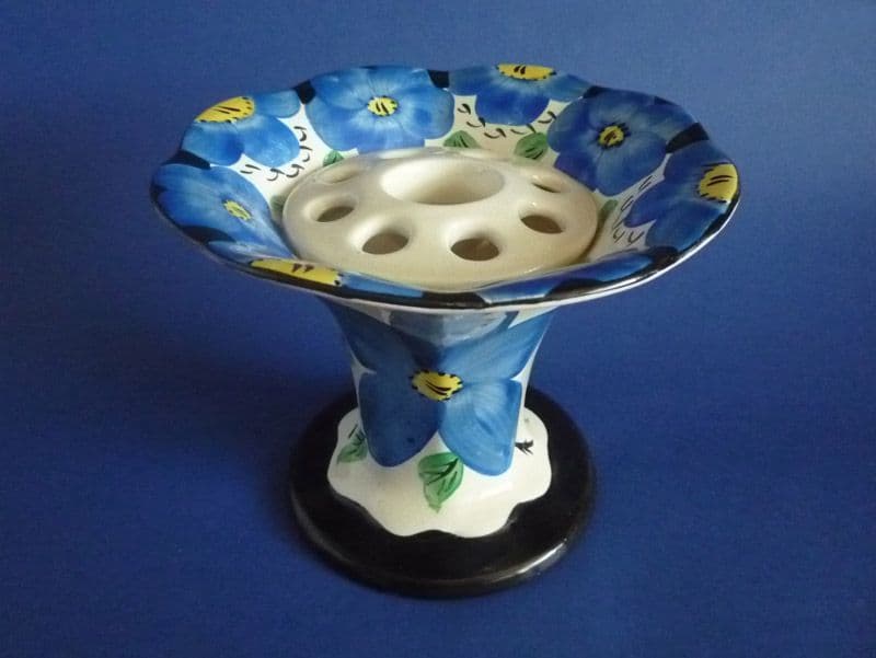 Hand Painted Samford Ware Blue Floral Art Deco Vase c1935 Sold