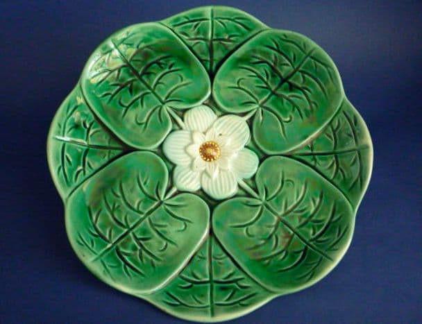 Large Adams and Bromley Majolica Water Lily Plate c1880 Sold