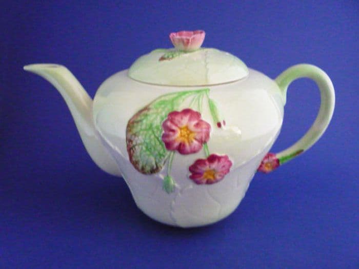 Large Carlton Ware Green Primula Teapot c1939