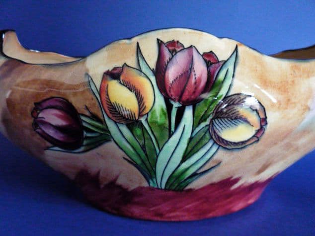 Large H & K Tunstall Pottery Tulip Time Flower Bowl c1939 Sold