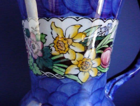 Large Maling Blue Lustre Springtime Jug c1950