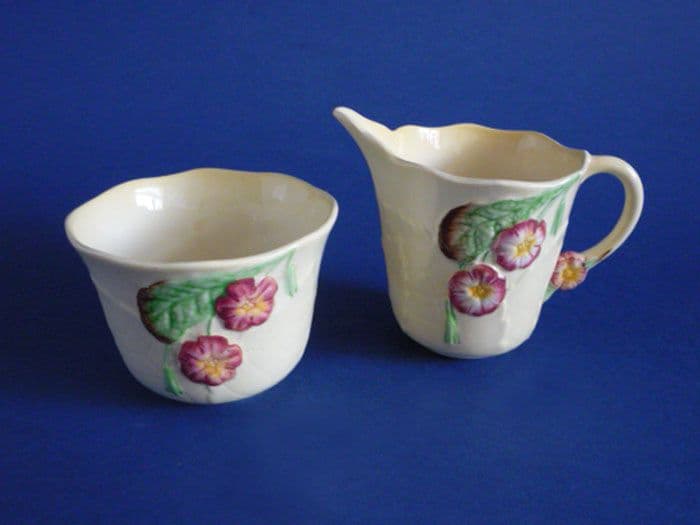 Lovely Carlton Ware Yellow Primula Milk Jug and Sugar Bowl c1939