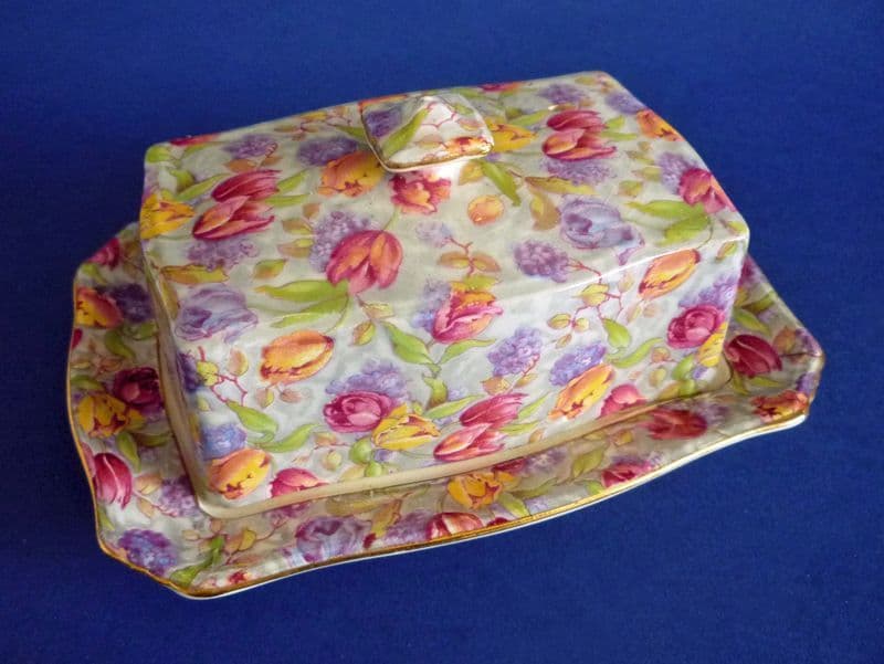 Lovely Vintage Royal Winton Stratford Chintz Butter Dish c1953
