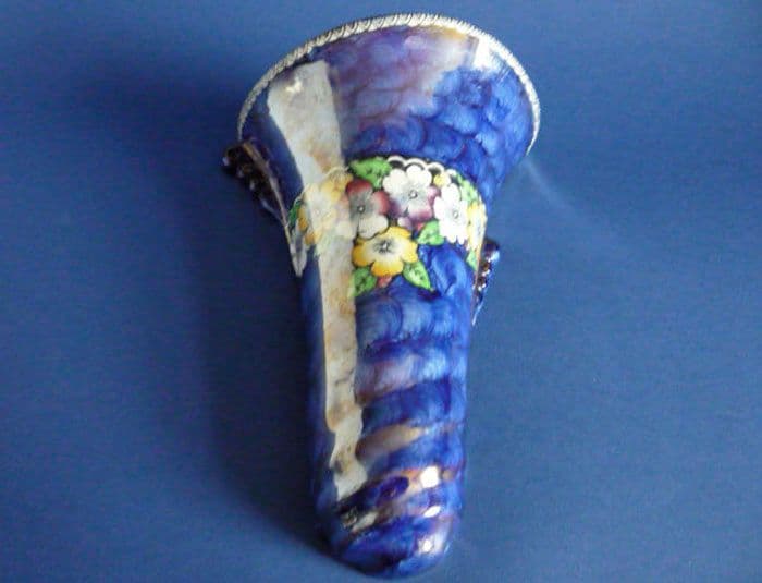 Maling Blue Lustre Garland Art Deco Wall Pocket c1939