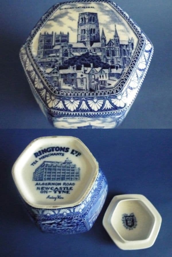Maling Cathedrals Hexagonal Ringtons Tea Caddy c1930