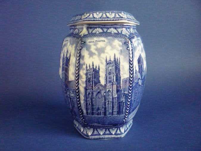 Maling Cathedrals Hexagonal Ringtons Tea Caddy c1930 2