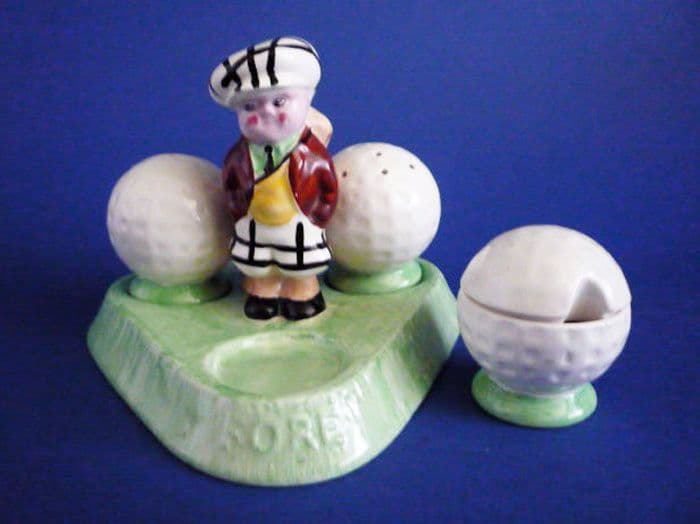 Rare Crown Devon Art Deco Golf Cruet c1935 Sold