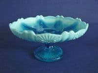 Rare Davidson s Blue Pearline Glass Richelieu Pattern Comport c1885