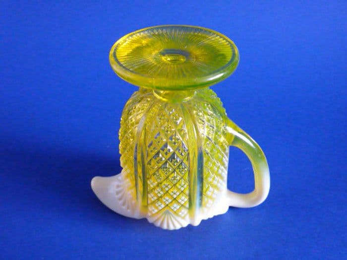 Rare Davidson s Yellow Pearline Glass Queen s Crown Footed Jug c1898 Sold